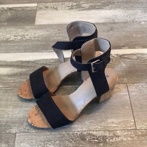 Merona Shoes | Black Slip On Wedge Sandals Size 7 | Poshmark